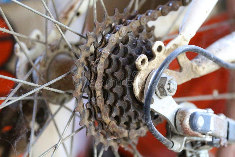 The Image of the Old Gear Bike Has Cobwebs Attached. Stock Image ...