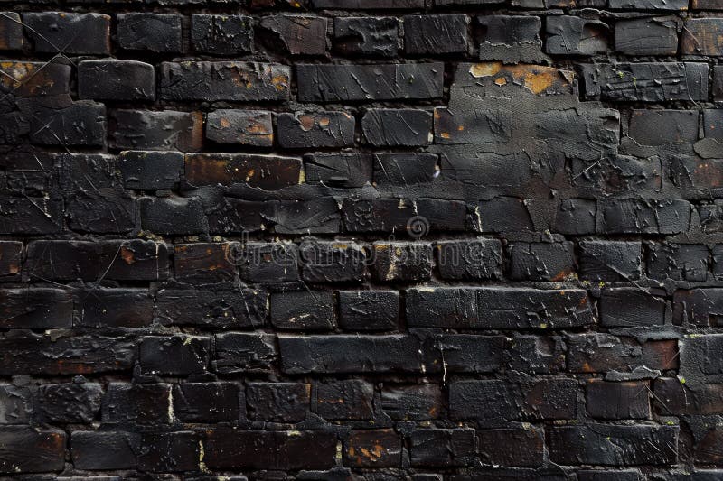 Image of Old Ghetto Black Brick Wall. Texture for Background Usage ...