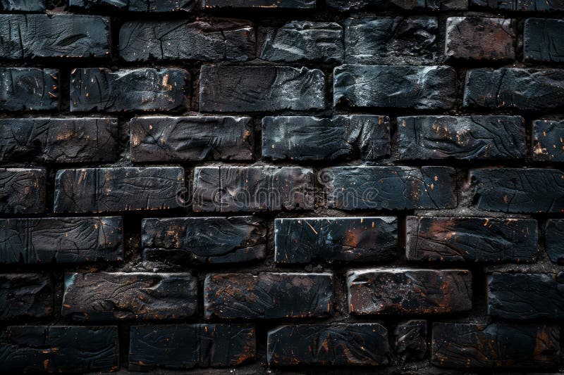 Image of Old Ghetto Black Brick Wall. Texture for Background Usage ...