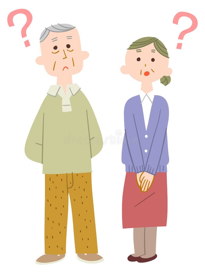 The Image of an Old Man and Woman Thinking Stock Vector - Illustration ...