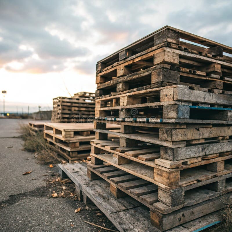 Image of Old Pallet Piles Background Stock Illustration - Illustration ...