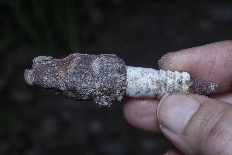 Image of an Old Rusty Spark Plug Stock Photo - Image of device ...