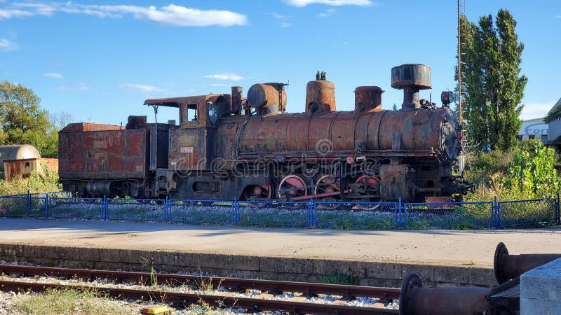 Image of an Old Rusty Steam Train on a Railway with a Beautiful Sky ...