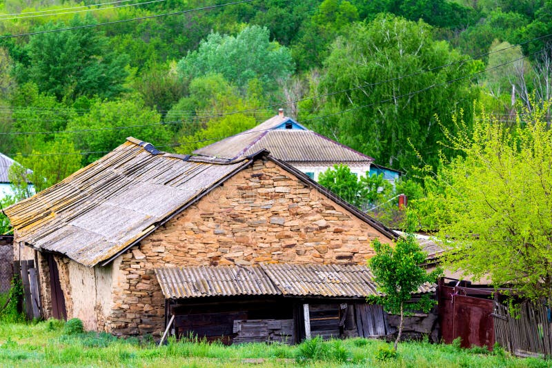 Image of the Old Stone Barn Building in the Village Stock Photo - Image ...