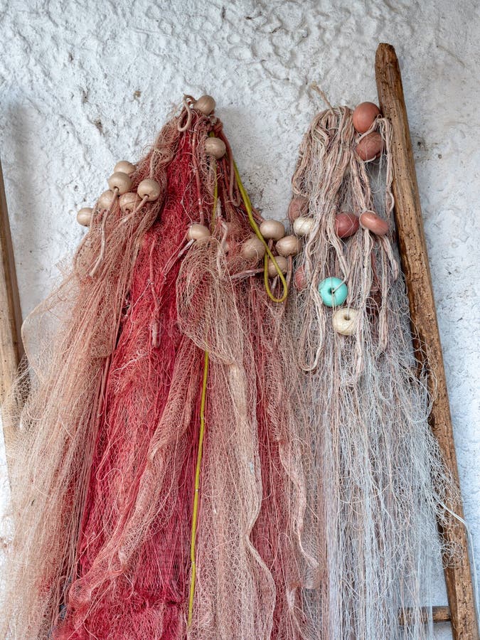 Image of Old and Used Fisher Nets Hanging on the Wall Stock Photo ...