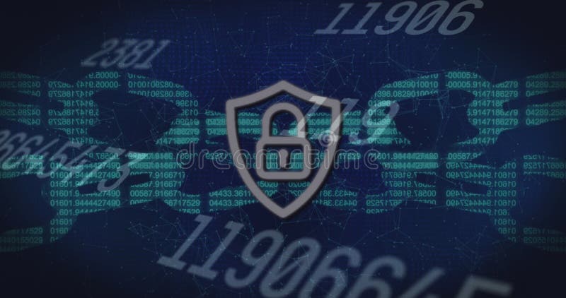 Image of Online Security Padlock and Chains with Numbers Changing Stock ...