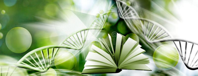 Image of an Open Book on an Abstract View Background with Stylized DNA ...