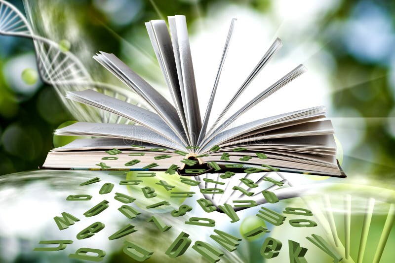 An Image of an Open Book and Scattered Letters of the Alphabet Against ...