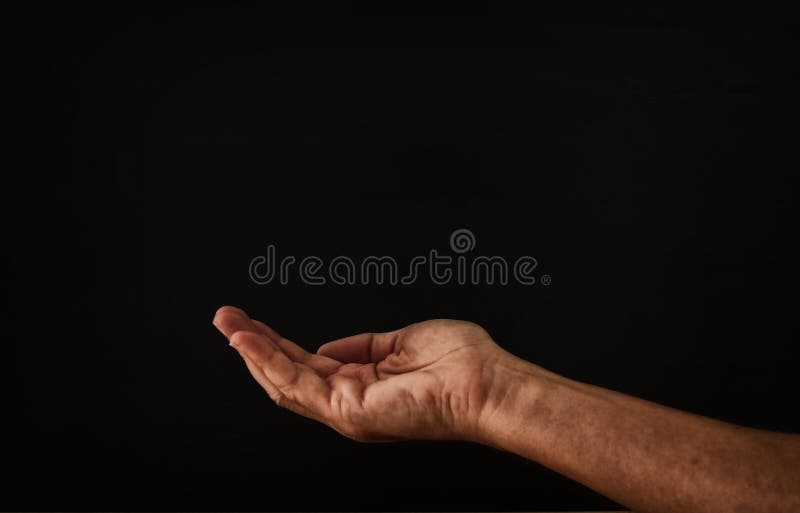 Image of Open Male Hand Begging for Help. Stock Photo - Image of ...