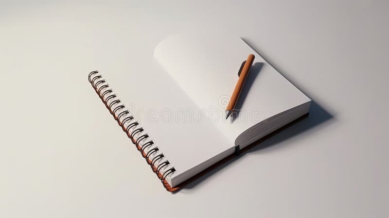 Image of Open Note Book with Pencil on White Background Generative AI ...