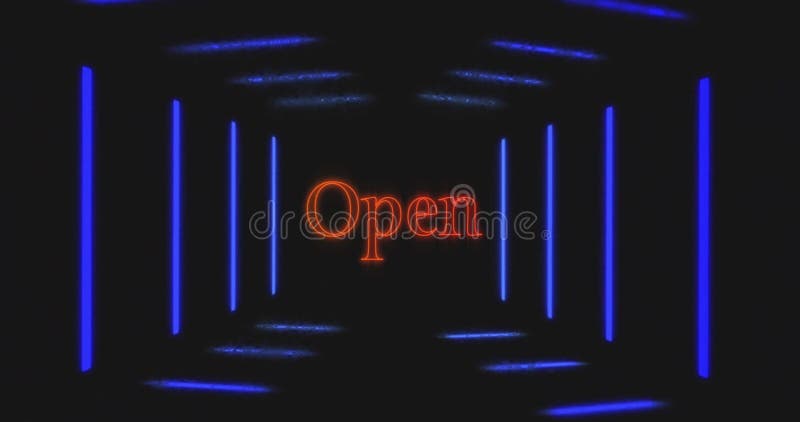 Image of Open Text Over Neon Stripes on Black Background Stock ...