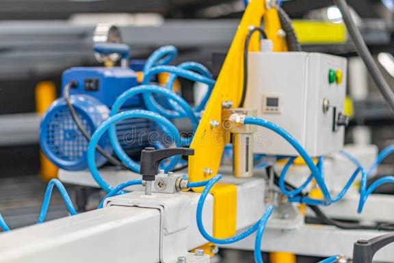 Image of an Operational Yellow and White Industrial Machine, Featuring ...