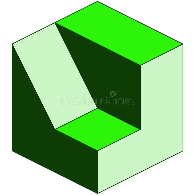 Image of an Optical Illusion of a Three-dimensional Cube with an Insert ...