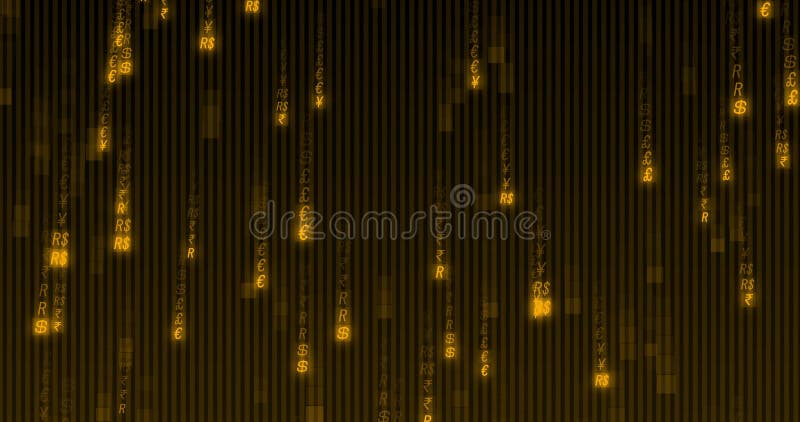Image of Orange Binary Coding Data Processing Over Black Background ...