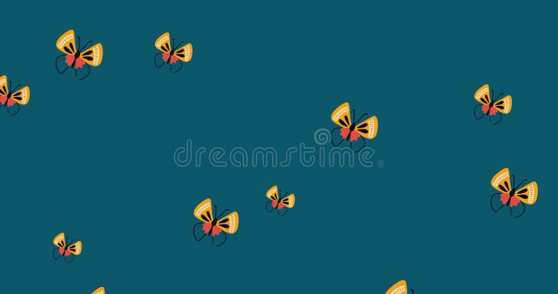Image of Orange Butterfly Moving in Hypnotic Motion on Blue Background ...