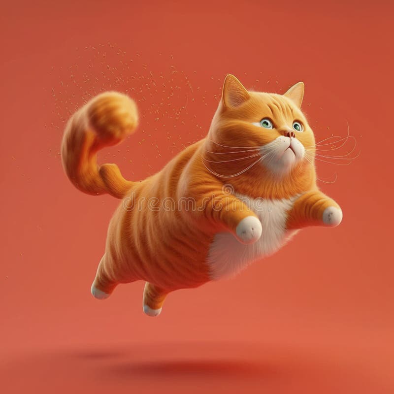 Image of a Orange Cat Float in the Air Stock Image - Image of ...