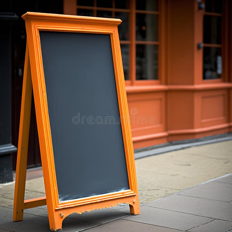 Image of Orange Chalkboard Outside Store with Copy Space, Created Using ...
