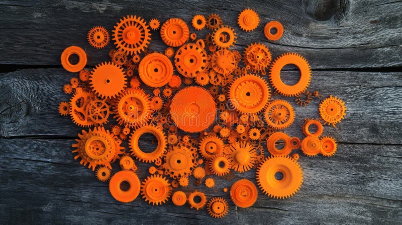 Image orange gears stock illustration. Illustration of gears - 375599776