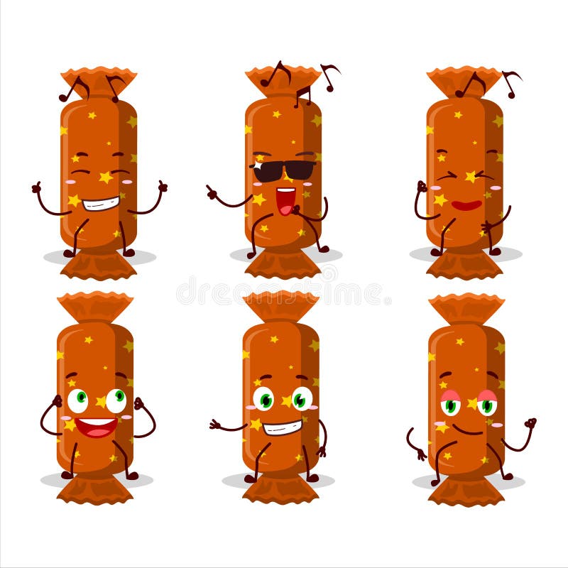 An Image of Orange Long Candy Package Dancer Cartoon Character Enjoying ...