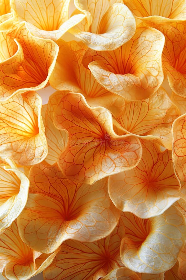 Orange Translucent Flower Petals Background with Veins, 3D Rendering ...