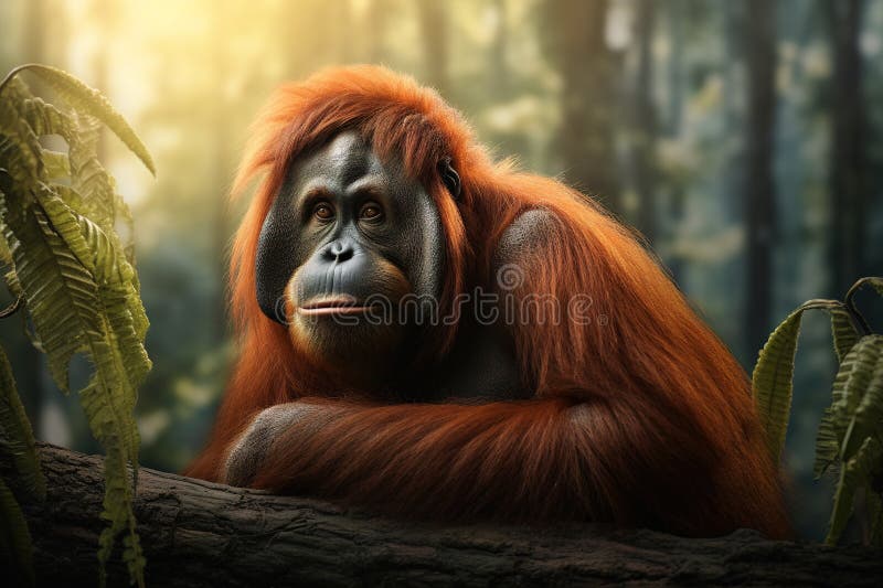 Image of Orangutan Orange Monkey in the Forest, Wildlife Animals ...