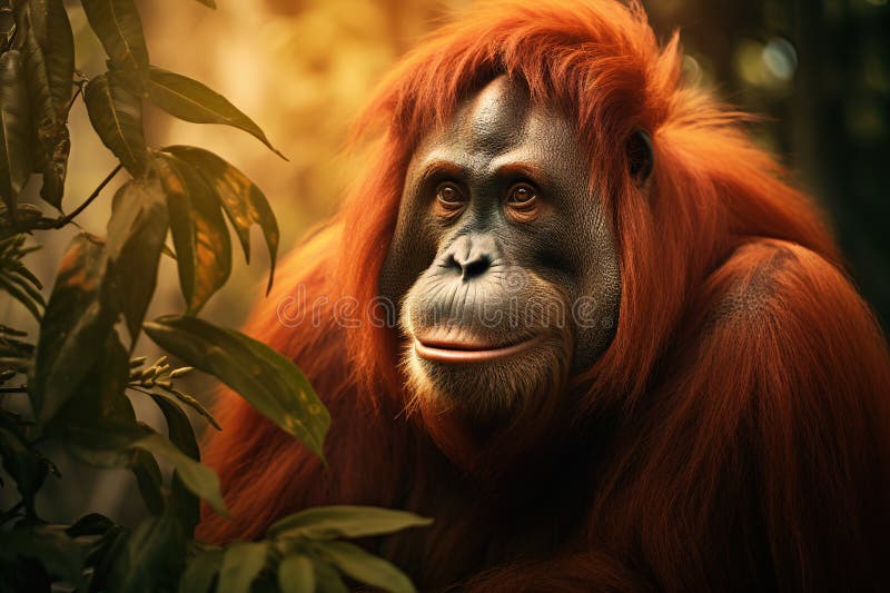 Image of Orangutan Orange Monkey in the Forest, Wildlife Animals ...