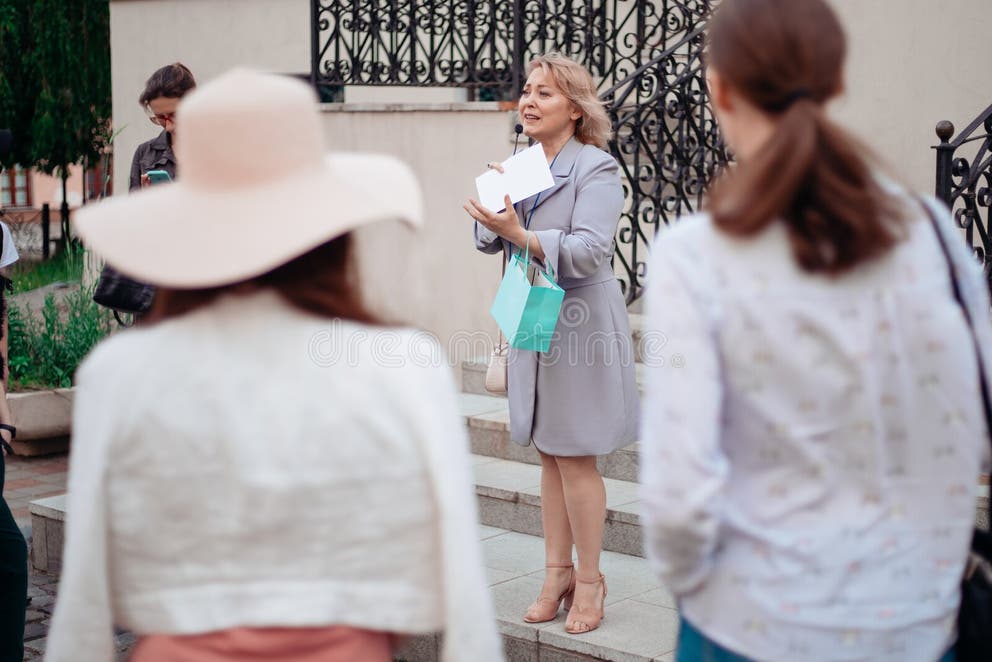 Image of a Group of Tourists during an Excursion . Stock Image - Image ...