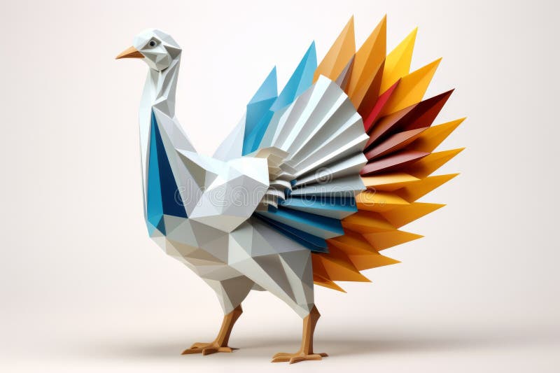 An Image of an Origami Turkey on a White Background Stock Illustration ...