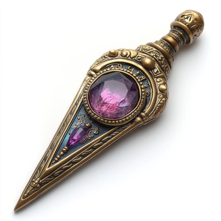 Image of an Ornate Gold Dagger with a Carved Handle Featuring Patterns ...