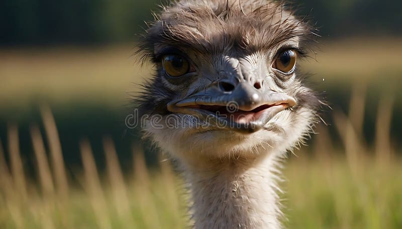 Ostrich, Scary Looking and Huge Bird Playing in the Field Stock Image ...