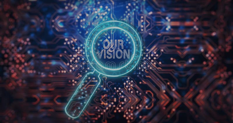 Image of Our Vision Text Over Reading Glass and Data Processing Stock ...
