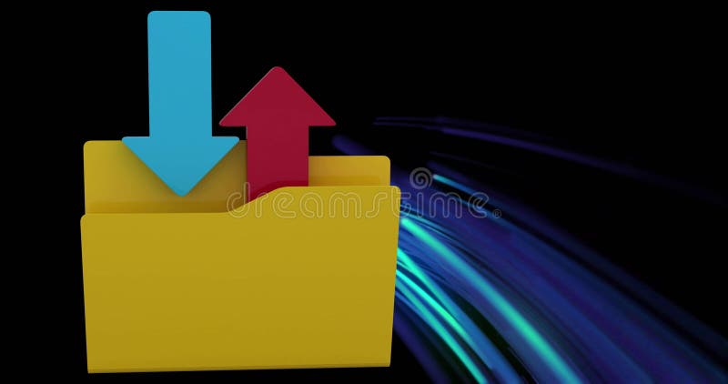 Image of in and Out Folder and Digital Data Processing Over Light ...