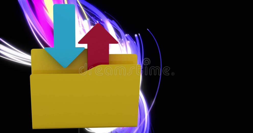 Image of in and Out Folder and Digital Data Processing Over Light ...