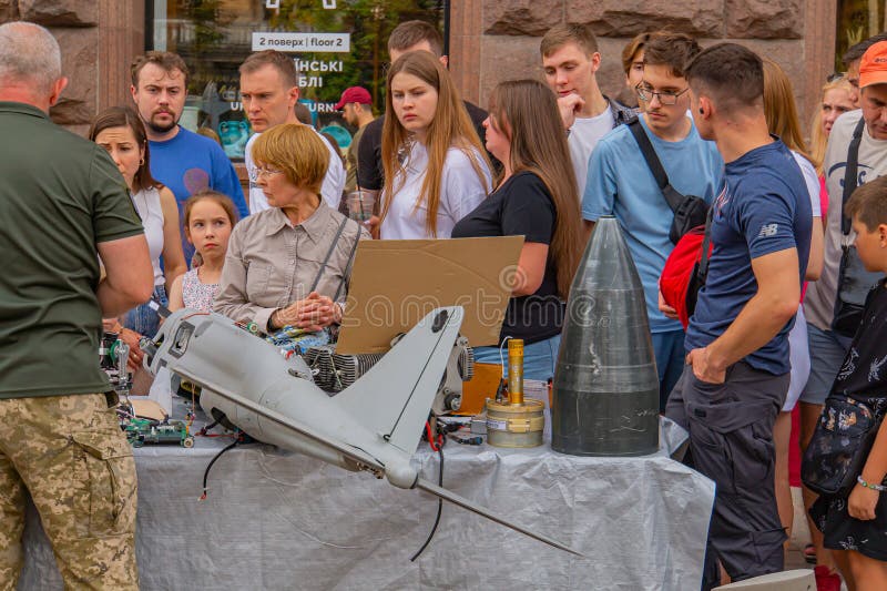 Image of an Outdoor Military Technology Exhibition, Featuring a Combat ...