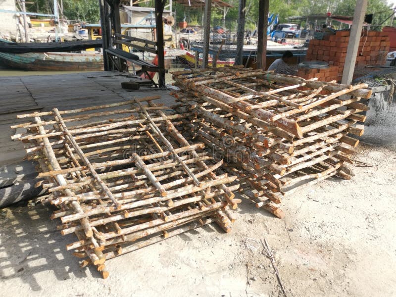 Outdoor Scene of the DIY Fish Trap Structure Make from Mangrove Wood ...