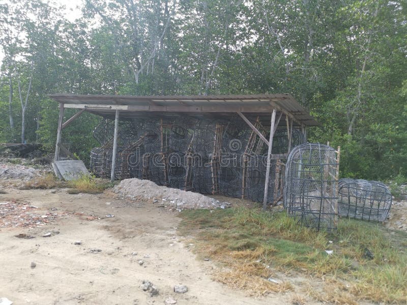 Outdoor Scene of the DIY Fish Trap Structure Make from Mangrove Wood ...