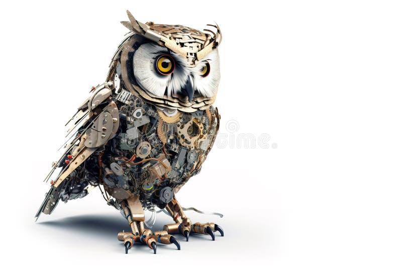 Image of an Owl Modified into a Robot on a White Background. Wild ...