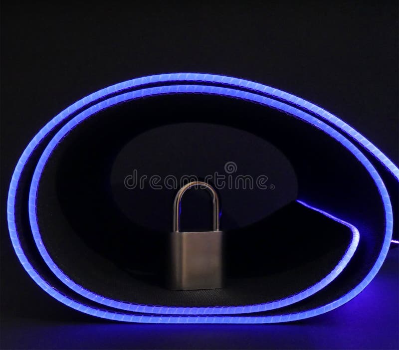 Image of a Padlock on a Black Background Illuminated by Multi-colored ...