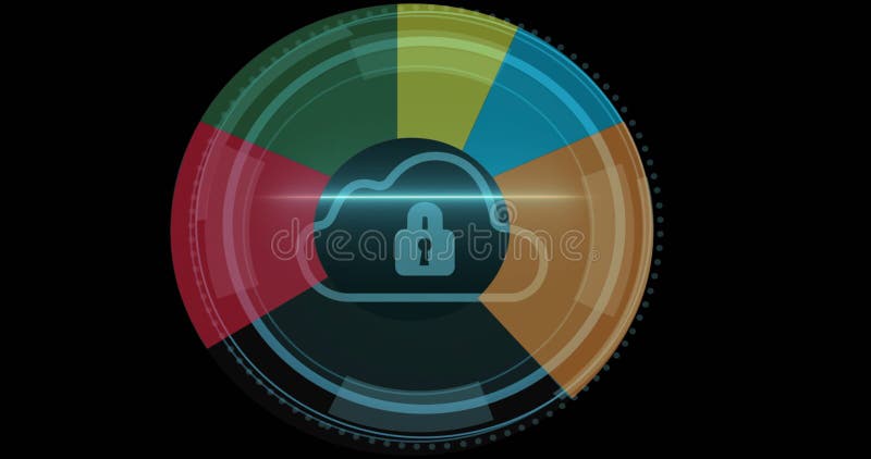 Image of Padlock and Cyber Security Text Over Circle Diagrams Stock ...