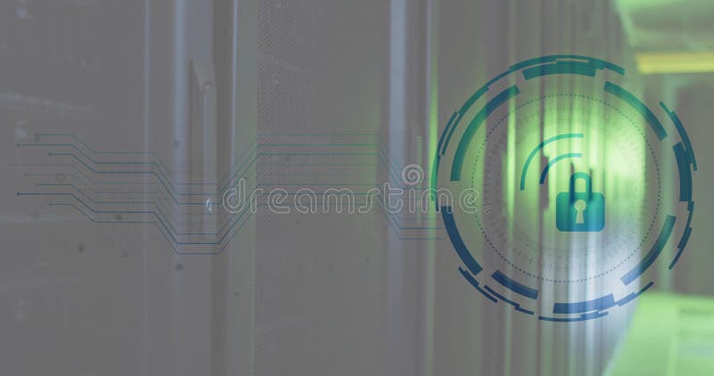 Image of Padlock and Digital Data Processing Over Computer Servers Stock Image - Image of ...