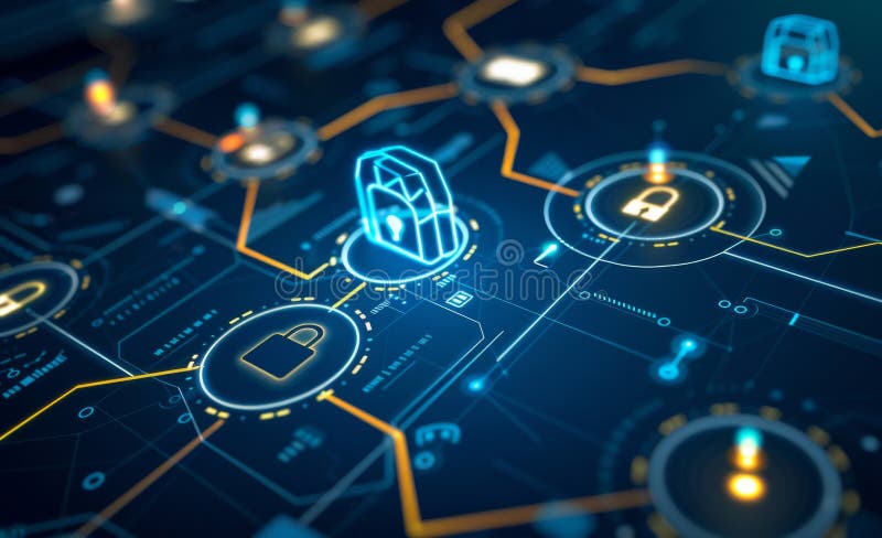 An Image of a Padlock on a Digital Tech Background Shows Internet ...