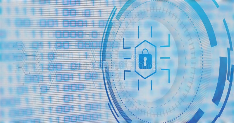 Image of Padlock Over Data Processing on White Background Stock ...