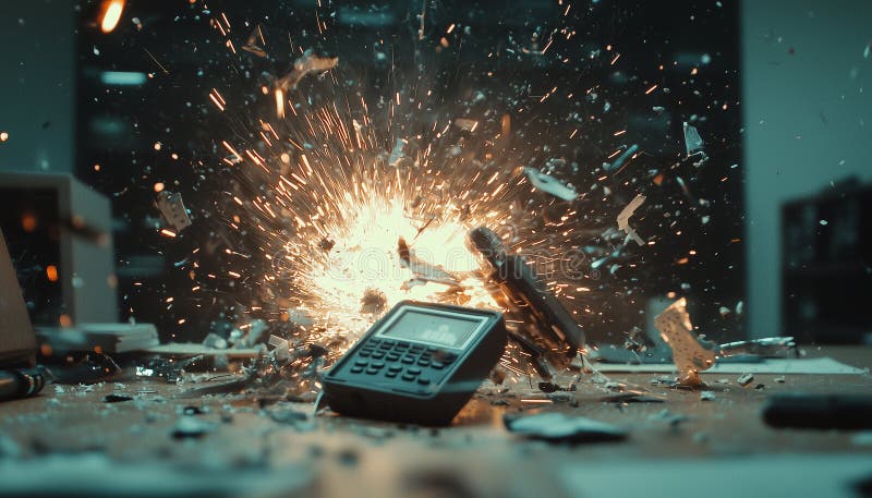 Image of a Pager that Explodes on a Table with Plastic and Metal Parts ...