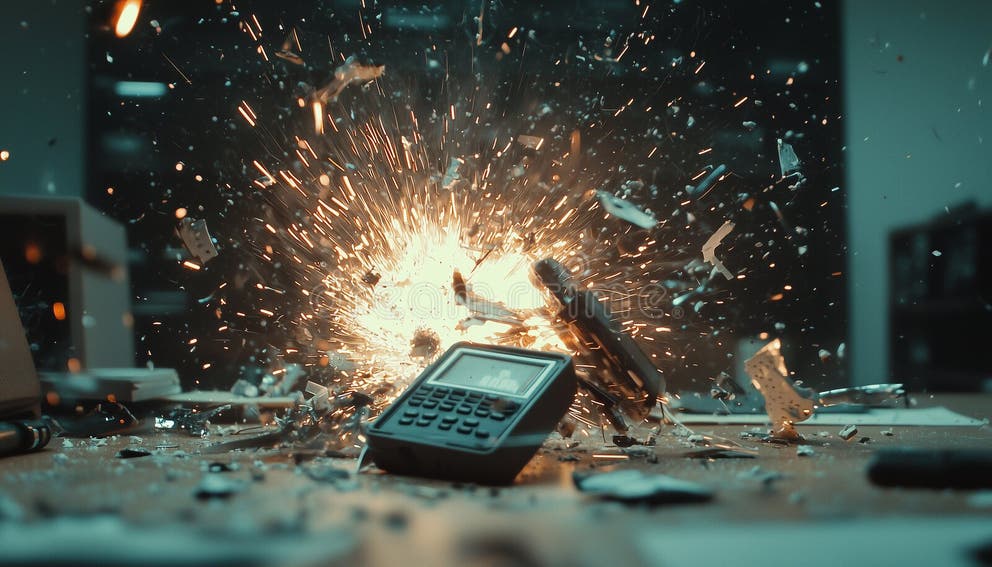 Image of a Pager that Explodes on a Table with Plastic and Metal Parts ...