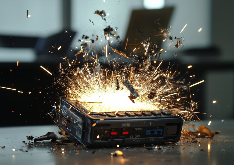 Image of a Pager that Explodes on a Table with Plastic and Metal Parts ...