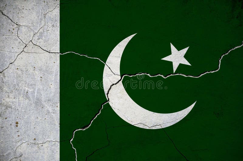An Image of the Pakistan Flag on a Wall with a Crack Stock Illustration ...