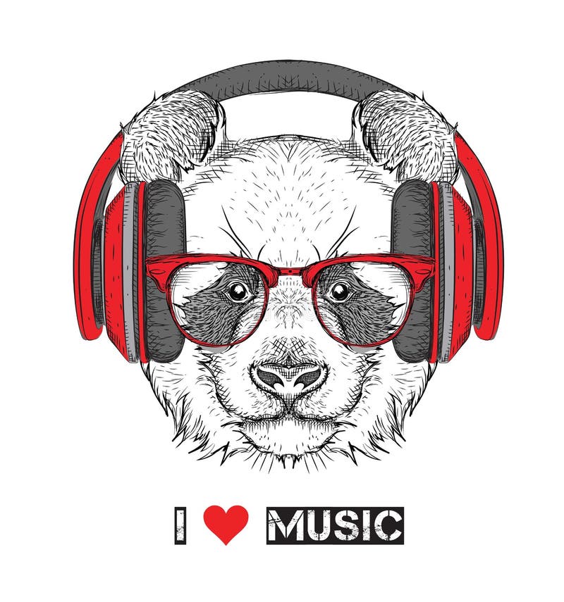The Image of the Panda in the Glasses, Headphones and in Hip-hop Hat ...