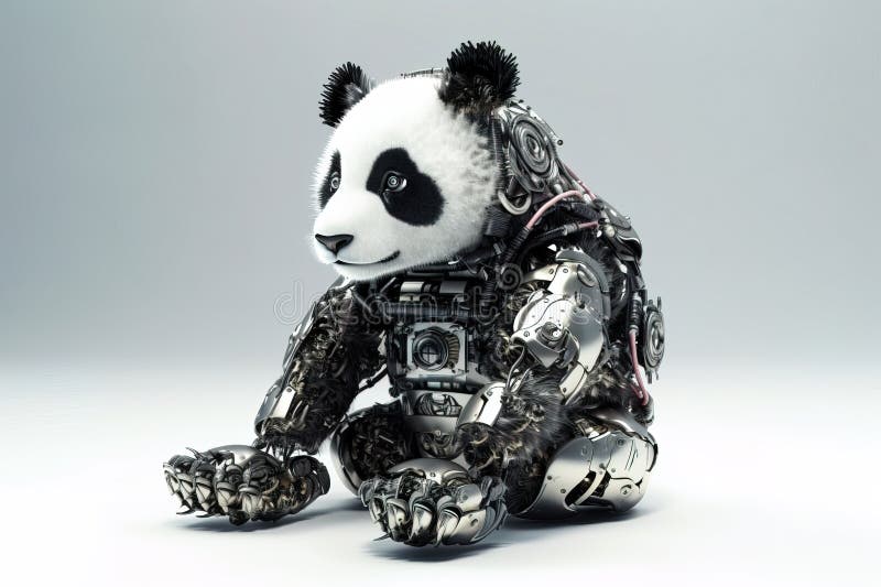 Image of a Panda Modified into a Robot on a White Background. Wild ...
