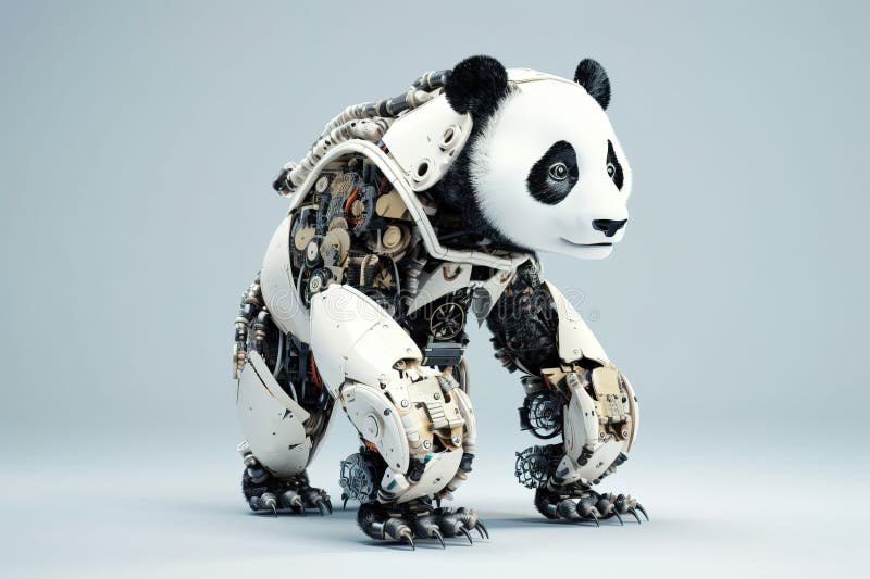 Image of a Panda Modified into a Robot on a White Background. Wild ...