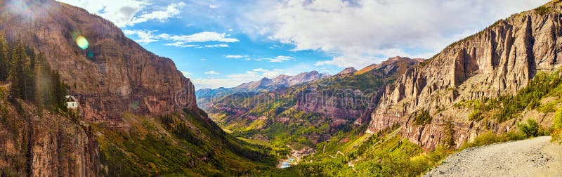 Panorama of Vast Valley in the Mountains Surrounded by Vertical Rocky ...